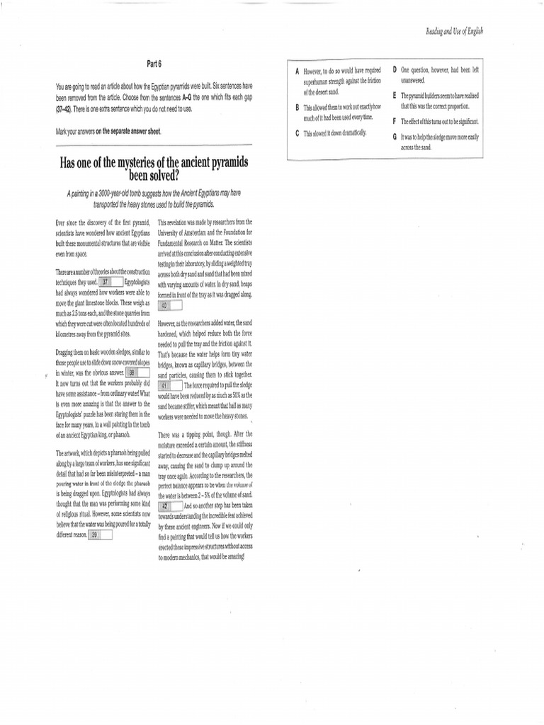 B2 First - Reading Part 6 - The Mysteries of The Ancient Pyramids + AK ...