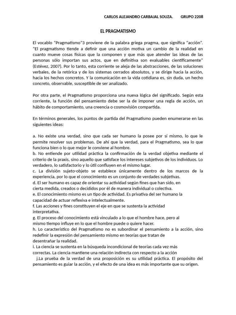 El Pragmatismo | PDF | Pragmatismo | Verdad