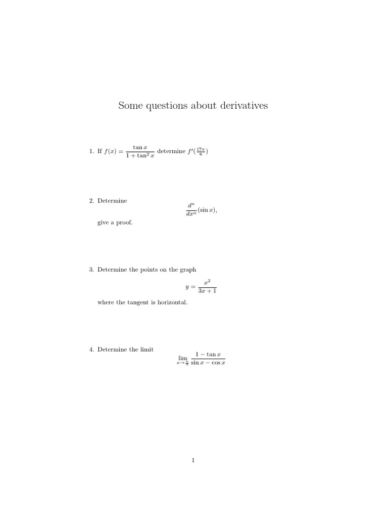 Trig Derivatives II | PDF