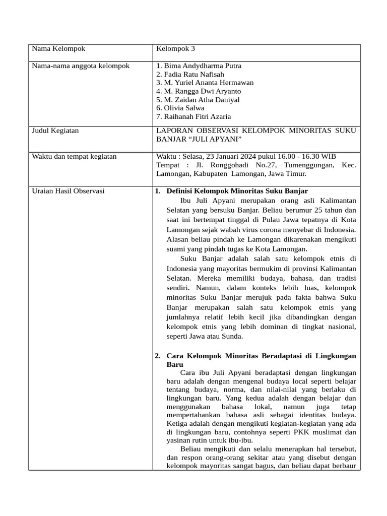 Laporan Observasi PPKN | PDF