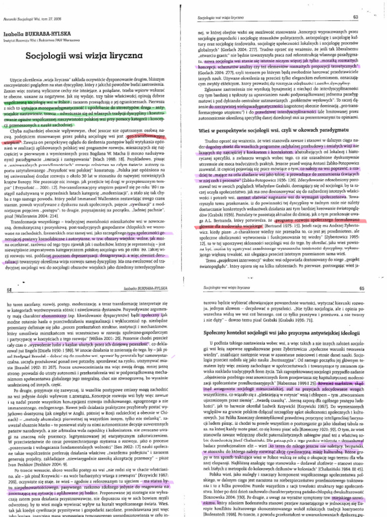 Bukraba-Rylska - Socjologii Wsi Wizja Liryczna | PDF