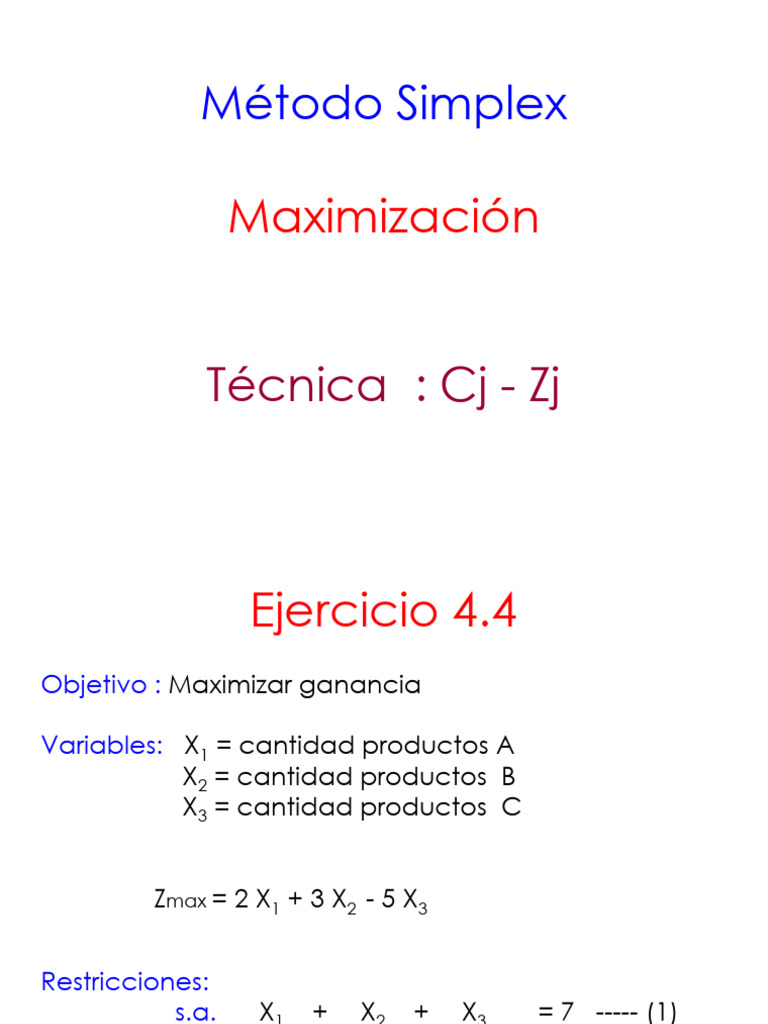 S04 - 3 Metodo Simplex - Ejercicio 3 - Tecnica CJ ZJ | PDF | Algoritmos y Estructuras de Datos ...