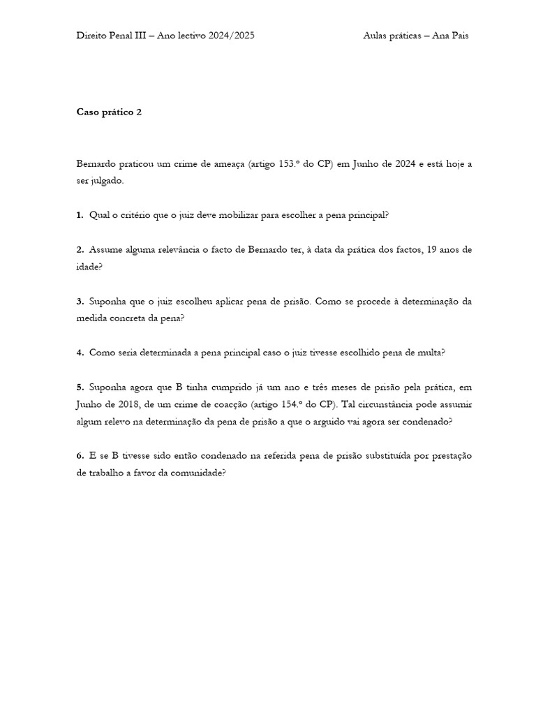 DP III 2024 - 2025 - Caso 2 | PDF | Direito