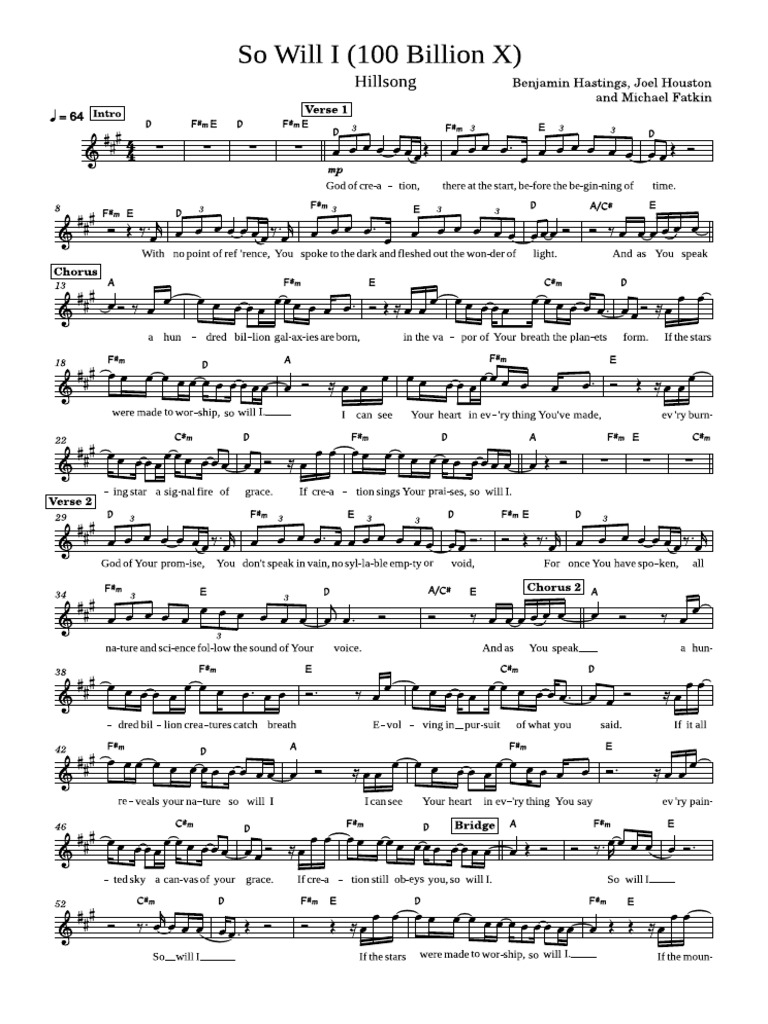 So Will I (Hillsong) | PDF