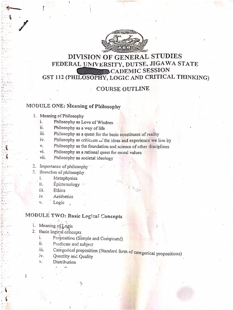 GST 112 Philosophy | PDF