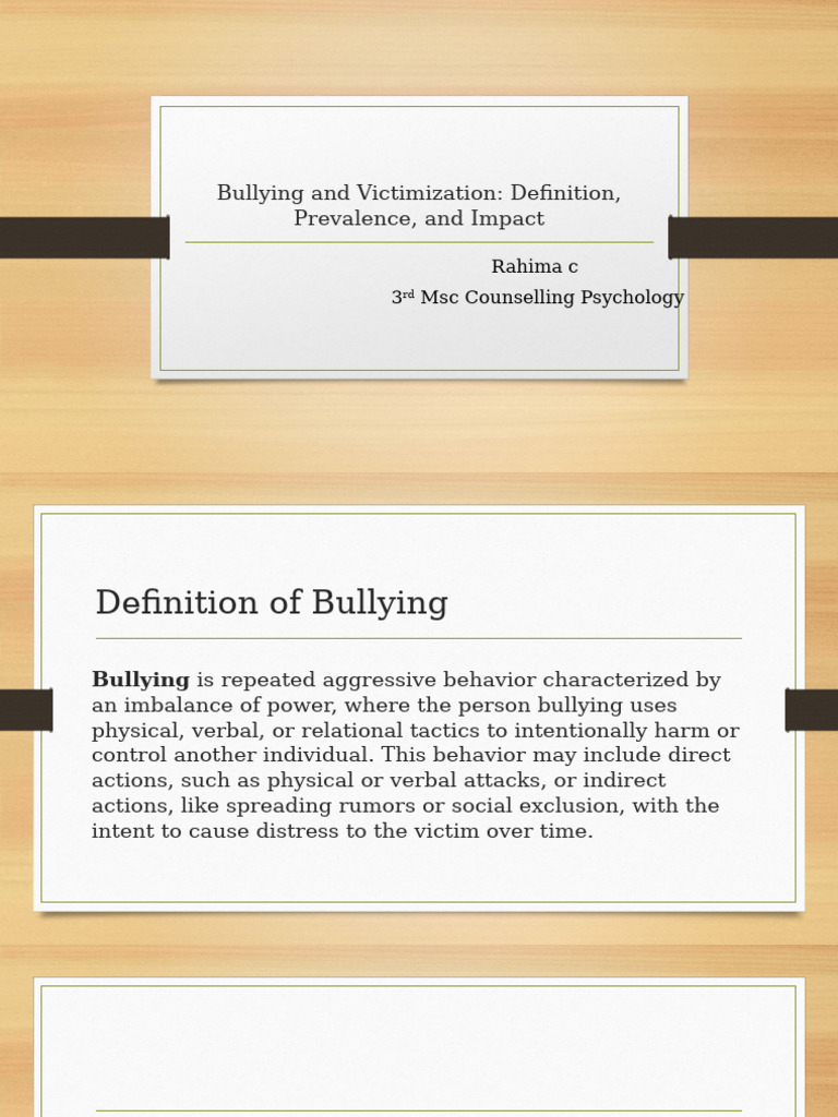 Bullying and Victimization | PDF | Bullying | Social Psychology