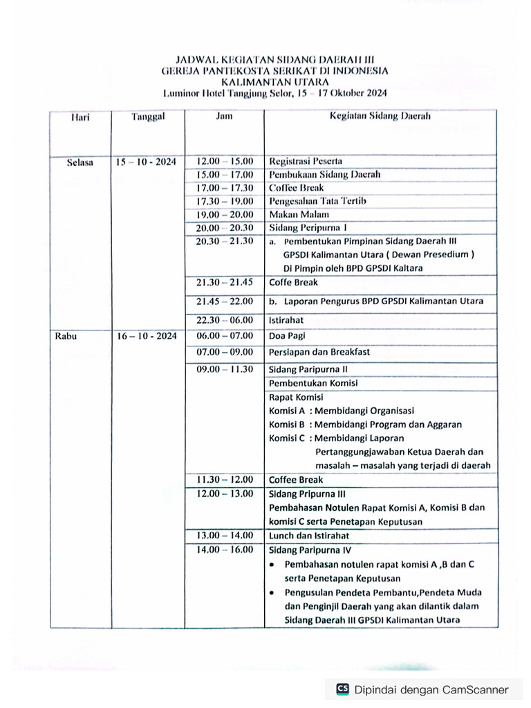 Jadwal Sidang Daerah III | PDF