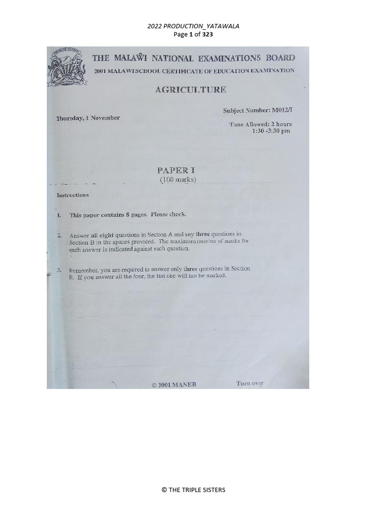 Agriculture Past Papers Msce - 2001 To 2022 | PDF | Business | Computers