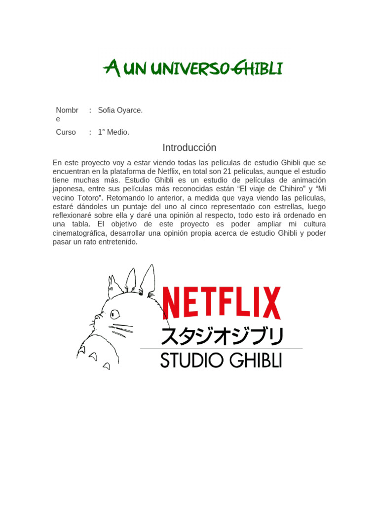 Reseñas de películas de Studio Ghibli | PDF