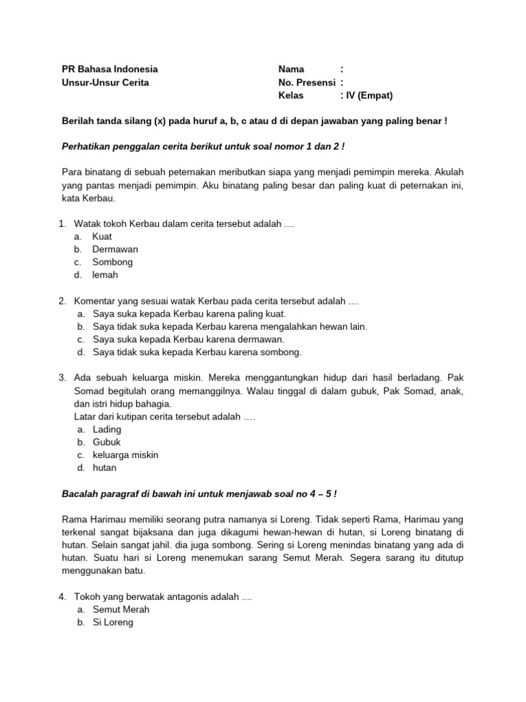 PR B.Indo Unsur-Unsur Cerita | PDF | Fiksi Umum