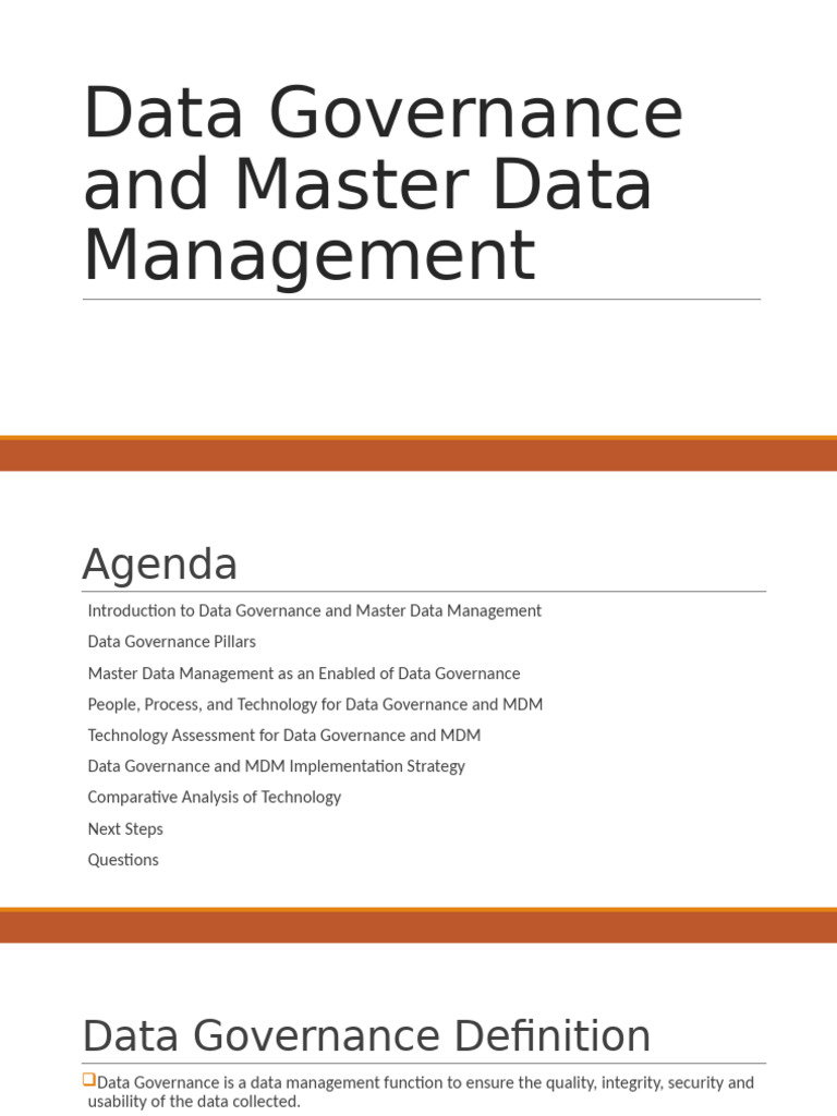 Data Governance And Master Data Management V1 0 Copy Pdf