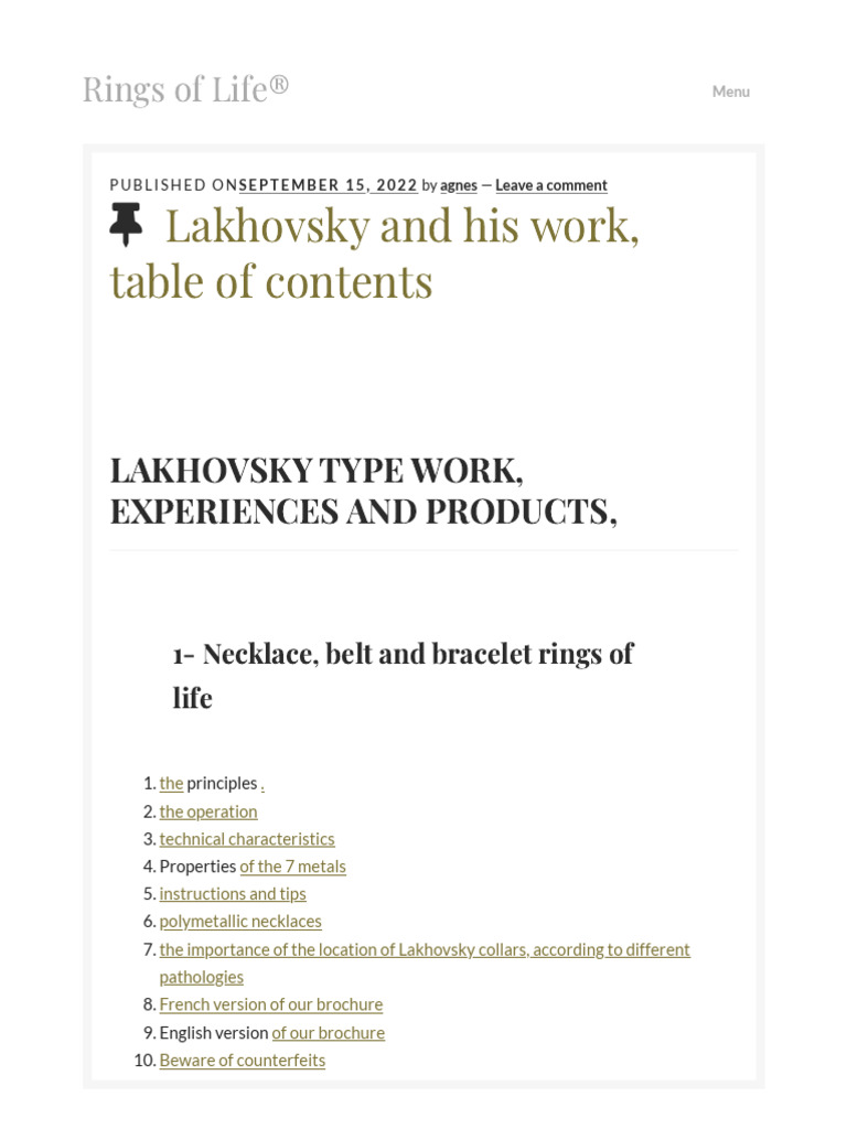 Rings of Life® - Site Dedicated To Lakhovsky Type Products | PDF ...