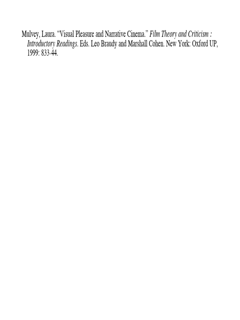 Mulvey - Visual Pleasure | PDF | Social Science | Art