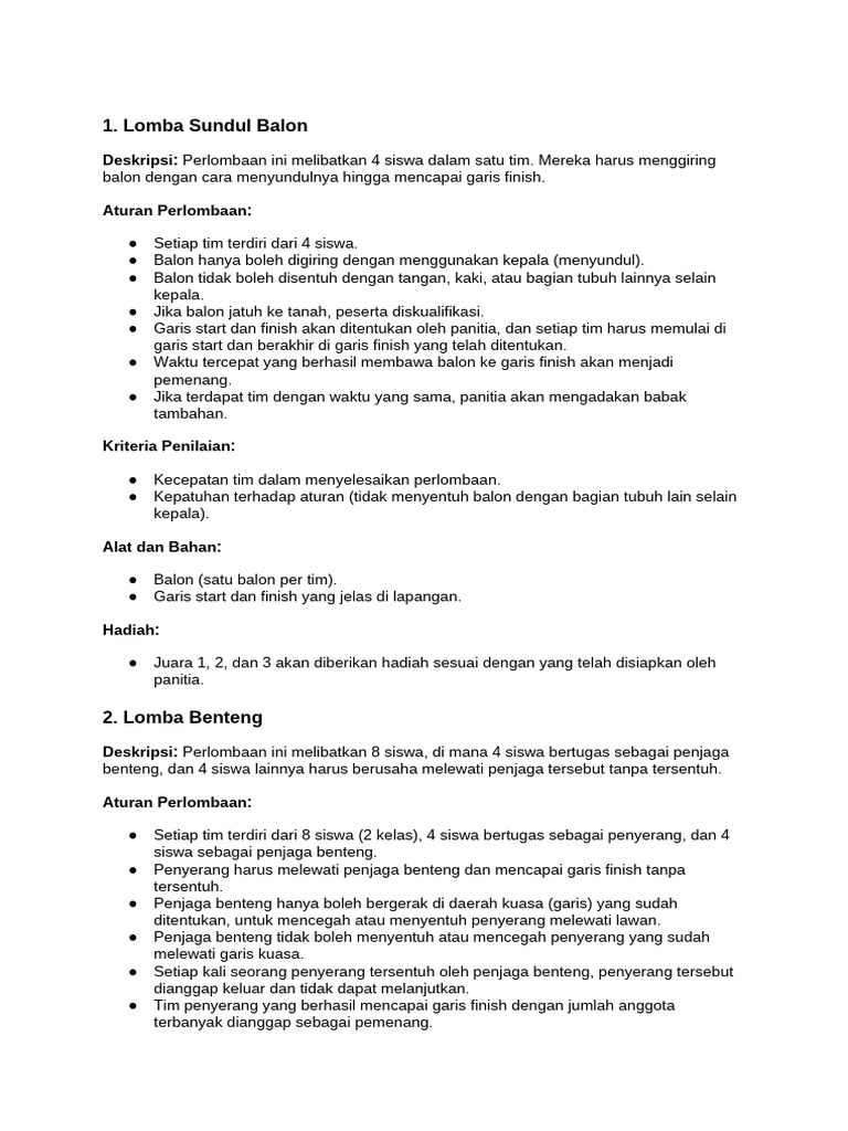 Juknis Lomba Kemerdekaan | PDF