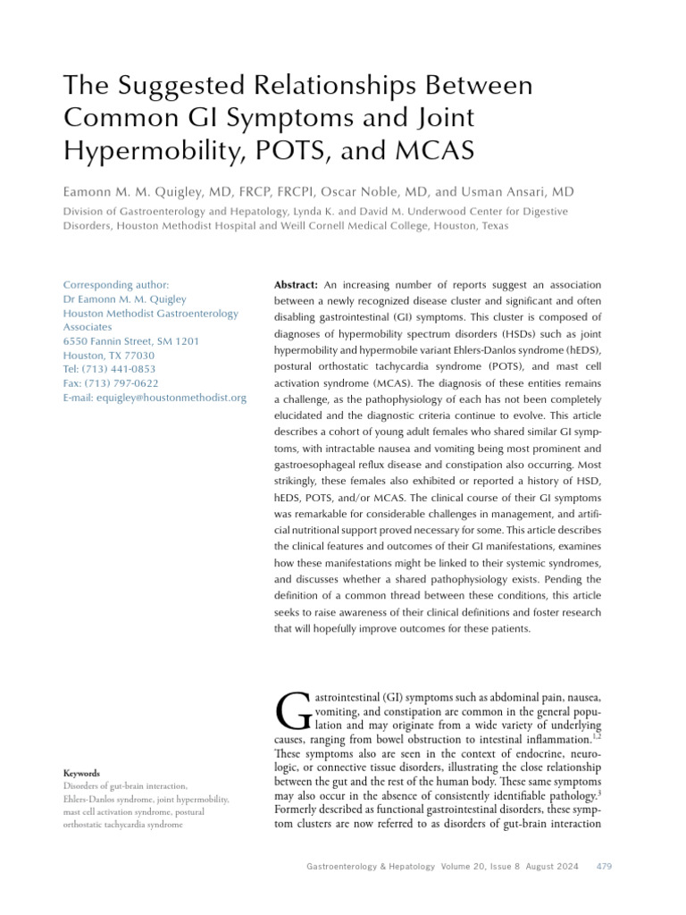 The Suggested Relationships Between Common GI Symptoms and Joint ...