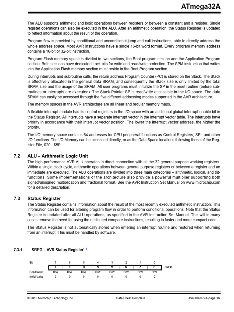 Atmega32A-DataSheet-Complete-DS40002072A-2 | PDF | Central Processing Unit | Booting