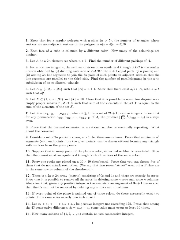 Combinatorics Problem Set 2 | PDF | Rectangle | Triangle Combinatorics Problem Set 2 | PDF | Rectangle | Triangle
