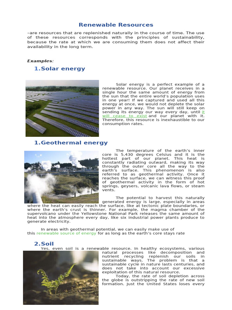 Renewable and Un-Renewable | PDF | Soil | Agriculture