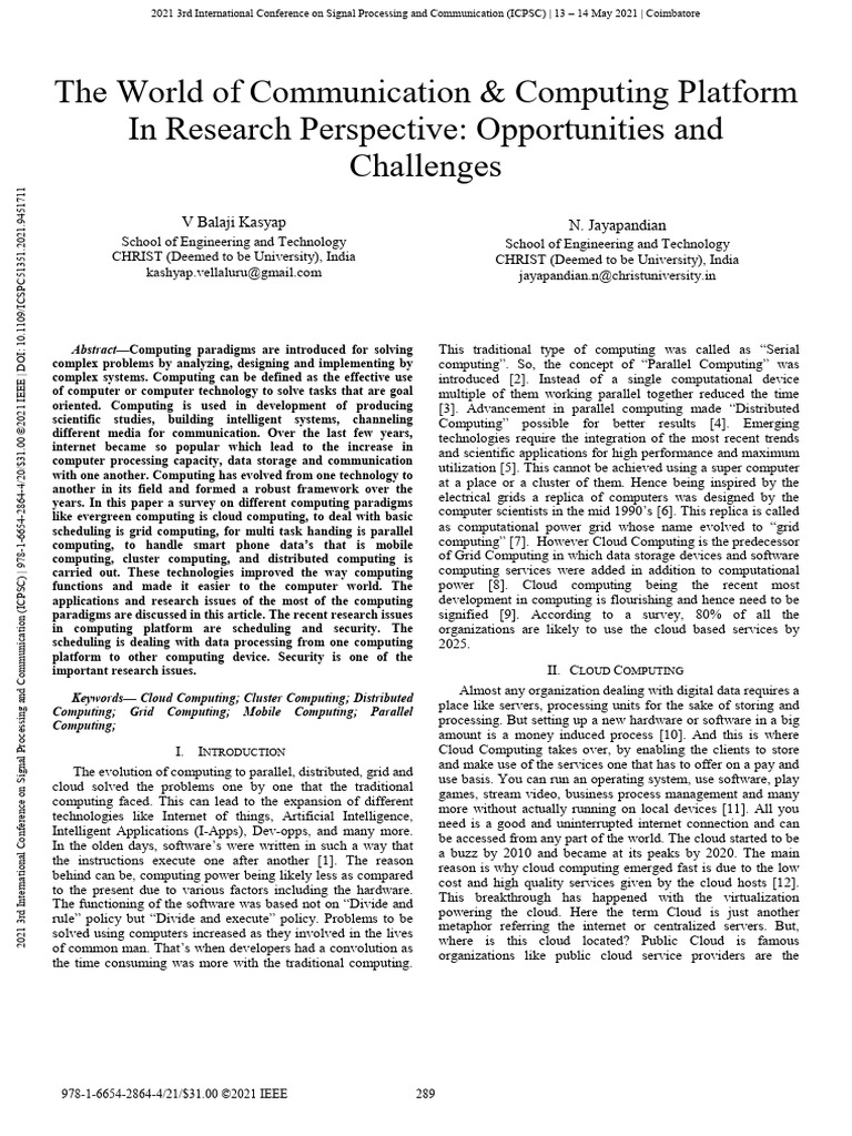 Kasyap 2021 | PDF | Computer Cluster | Client–Server Model