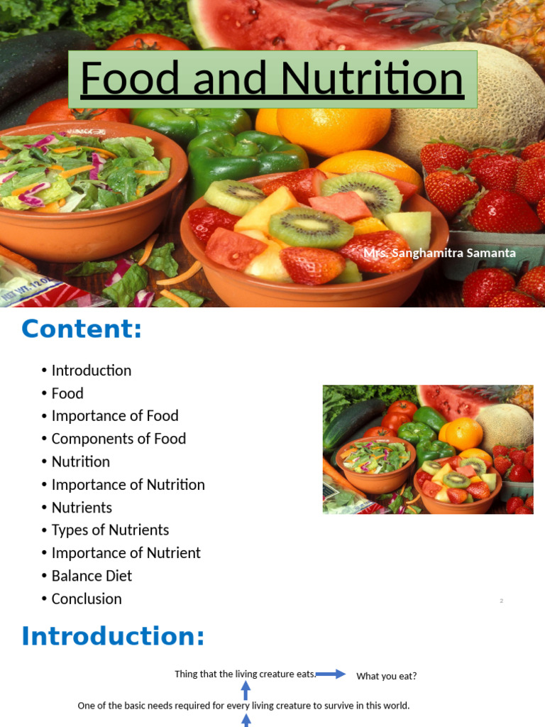 Introduction To Food, Nutrients and Nutrition | PDF | Nutrition | Diet ...