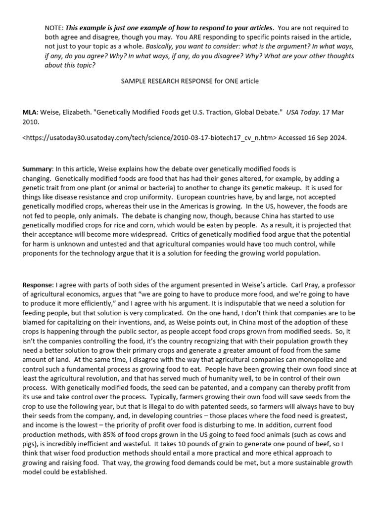 Genetically Modified Foods Debate Analysis | PDF | Genetically Modified ...