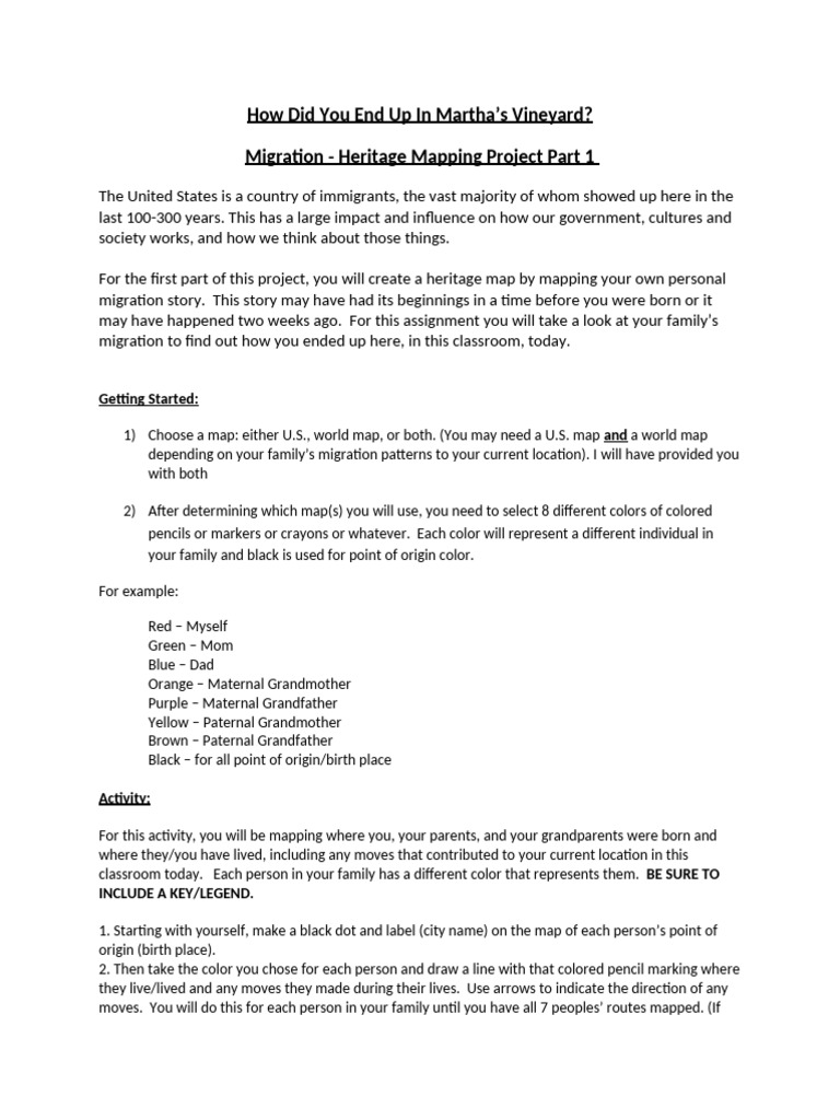 Mapping Your Family's Migration Story | PDF | Grandparent | Color