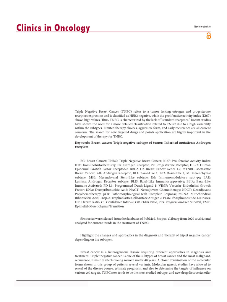Personalised Approach in TNBC | PDF | Breast Cancer | Cancer