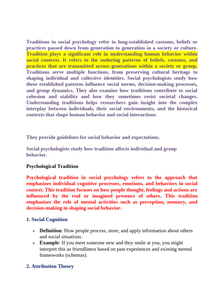 Understanding Tradition in Social Psychology | PDF | Attitude ...