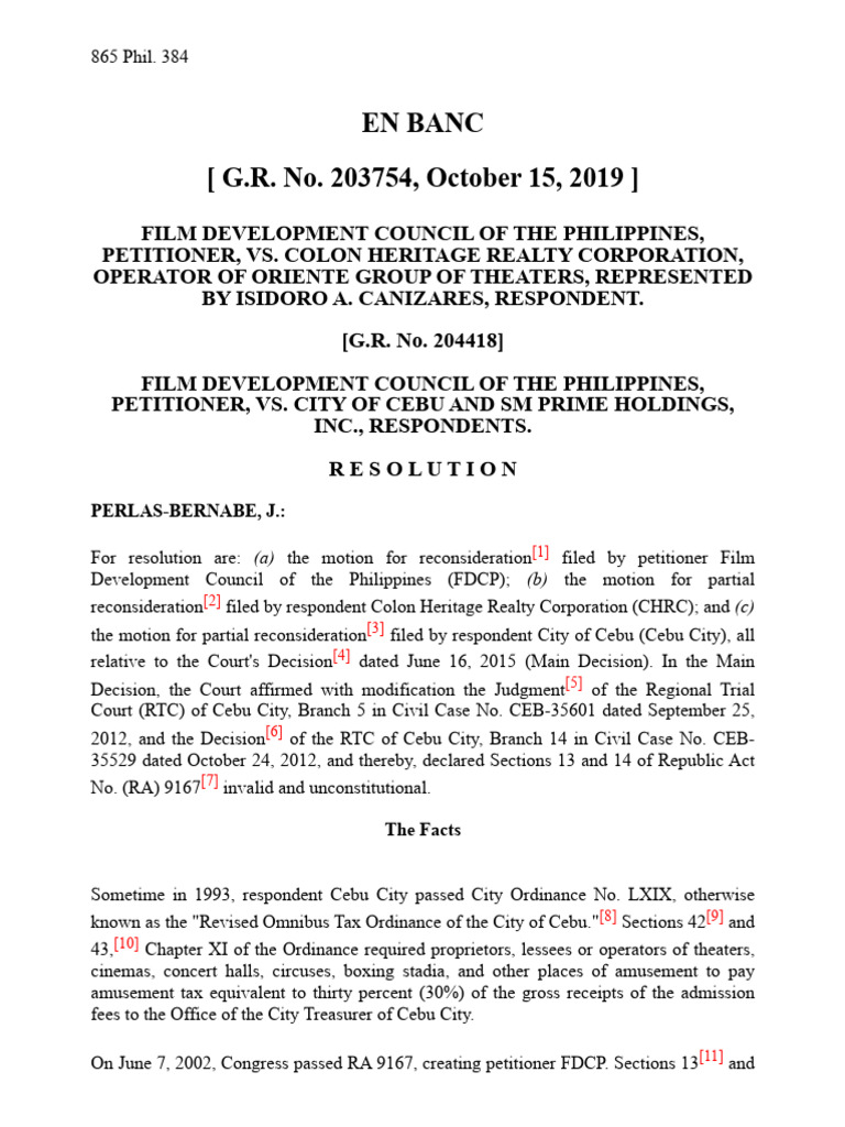 Film Development Council of The Philippines vs. Colon Heritage | PDF ...