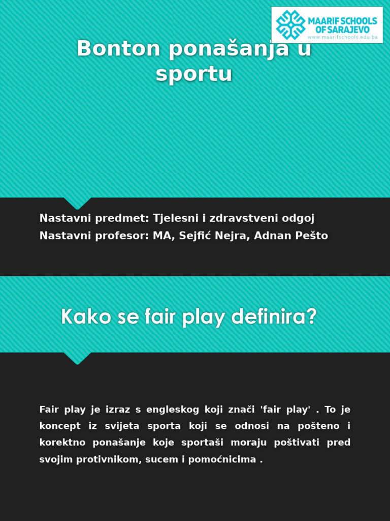 Bonton-Ponasanja-U-Usportu - Vrtić | PDF