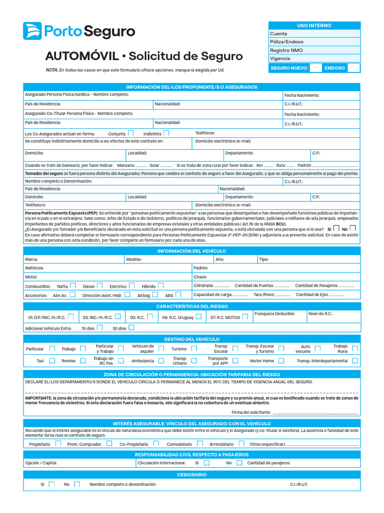 Formulario Editable Auto | PDF | Póliza de seguros | Seguro