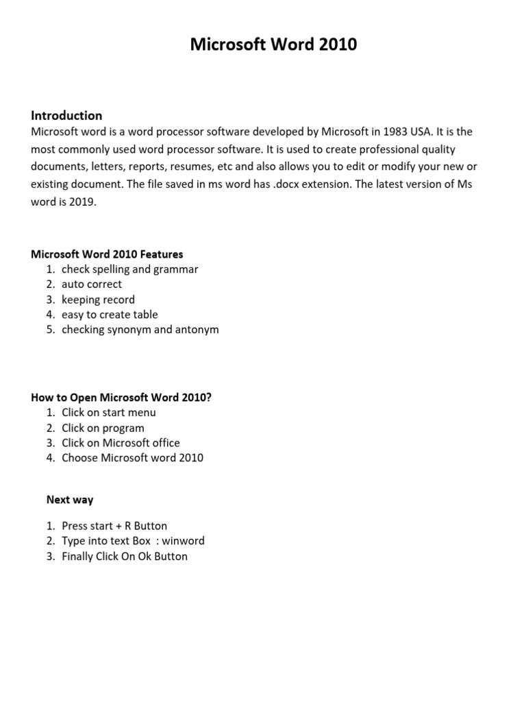 Microsoft Office Word 2010 | PDF | Microsoft Word | Computer File