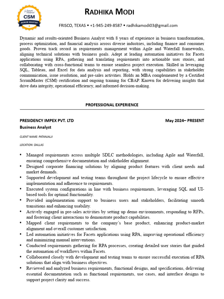 Radhika Modi Resume-3 | PDF | Software Engineering | Business