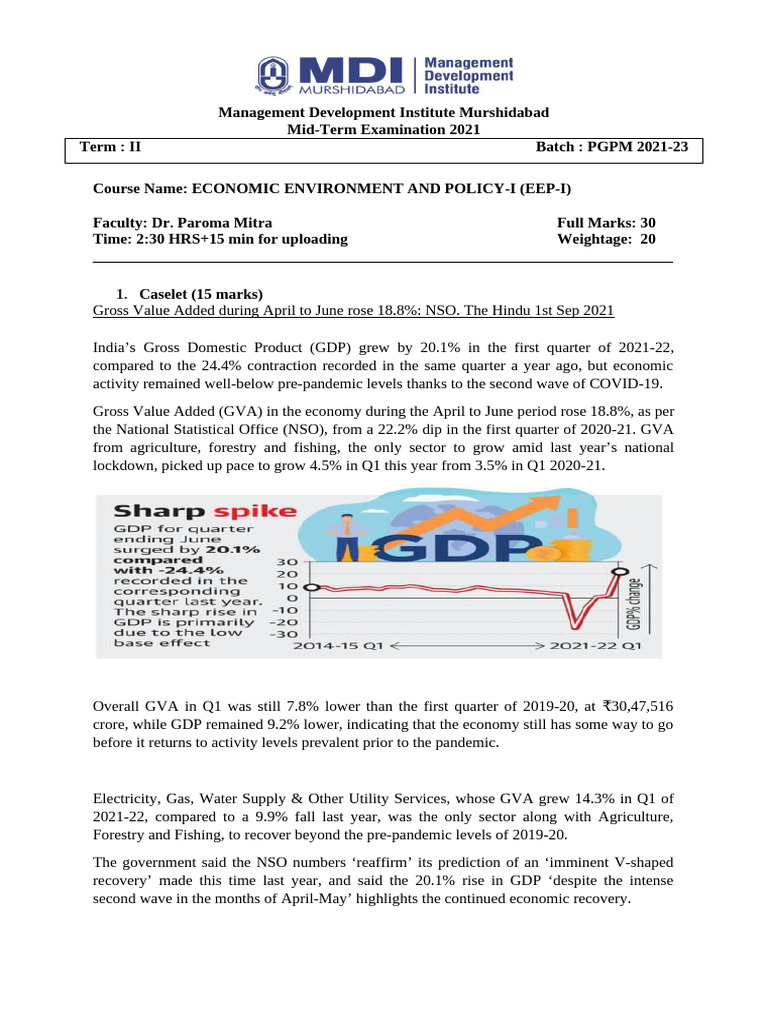 MID Term QP 21 | PDF | Consumption (Economics) | Gross Domestic Product