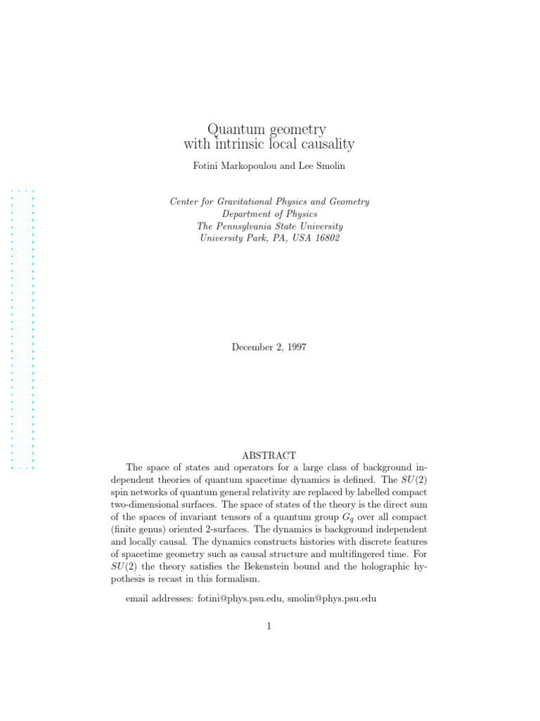 Quantum Geometry With Intrinsic Local Causality | PDF | String Theory | General Relativity