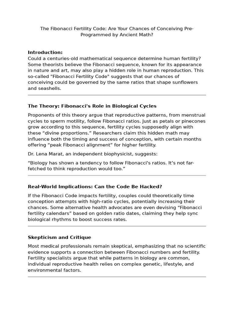 The Fibonacci Fertility Code | PDF