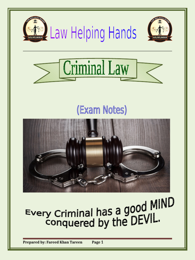 Criminal Law - I (Final Exam-Notes) | PDF | Crimes | Crime & Violence
