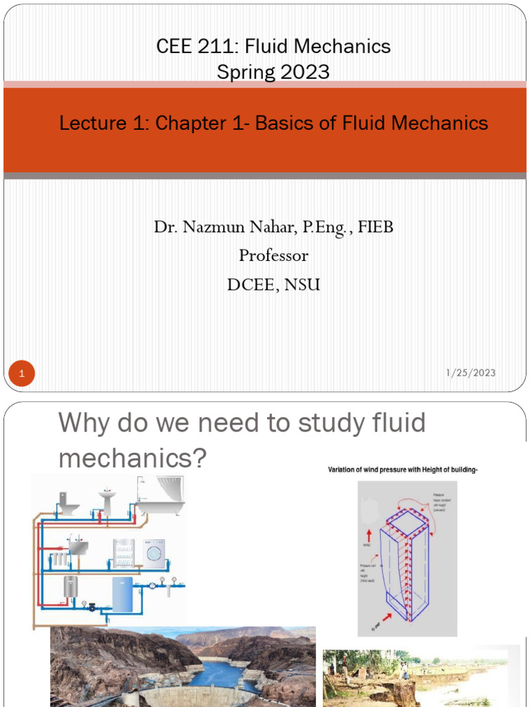 Lec1 - Fluid Basics - Spring 2023 | PDF | Computational Fluid Dynamics | Fluid Dynamics