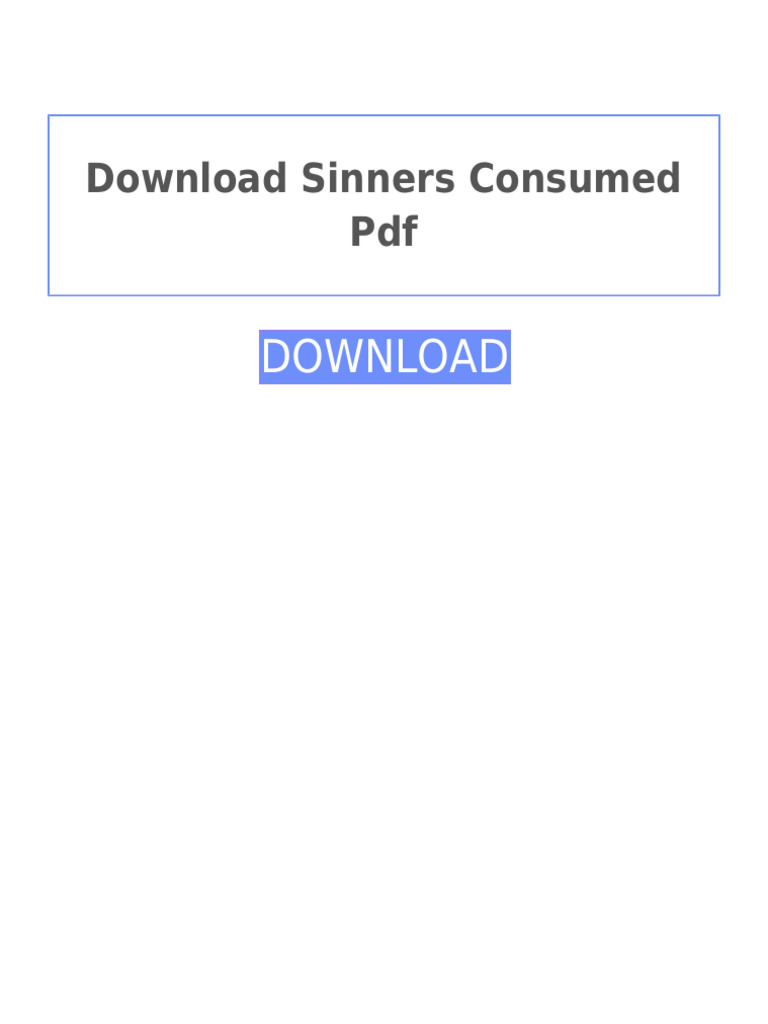 Sinners Consumed PDF | PDF