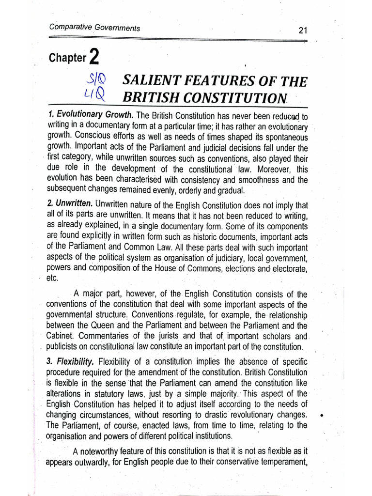 Salient Features of The British Constitution | PDF