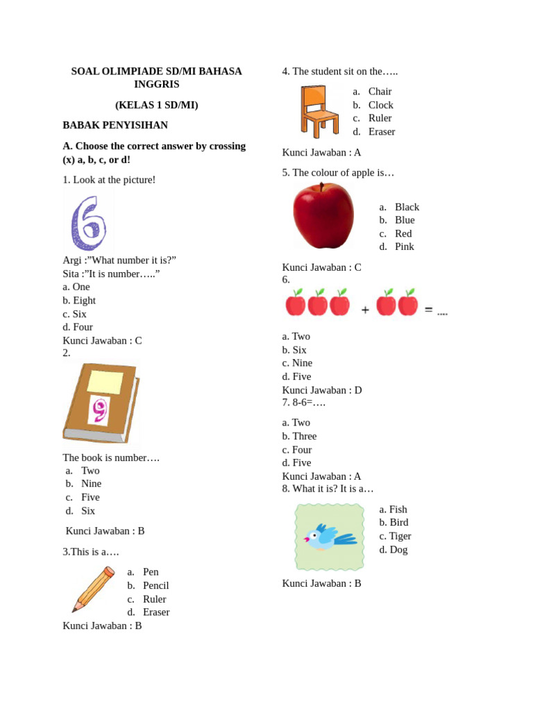 SOAL 1 SD | PDF | Fruit | Edible Fruits