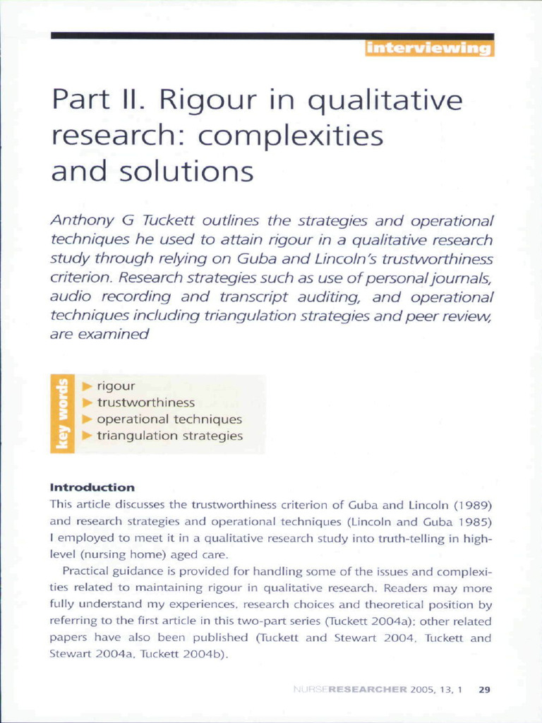 Part II. Rigour in Qualitative | PDF | Qualitative Research | Science