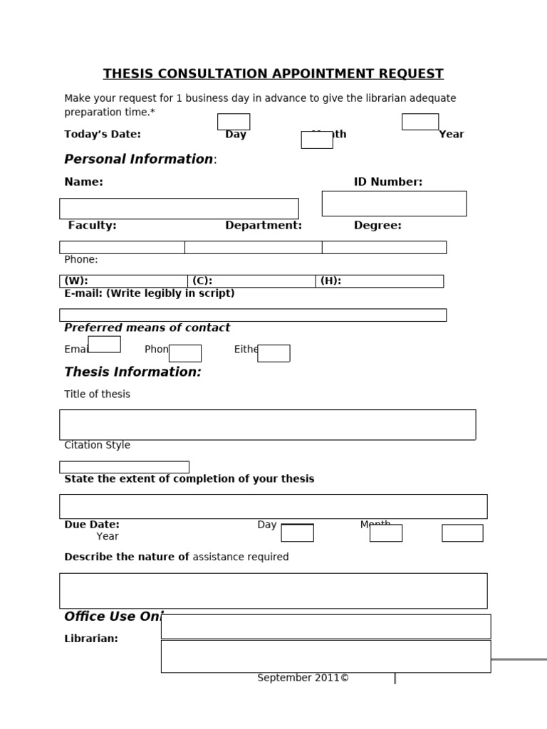 Thesis Consultation Request Form | PDF