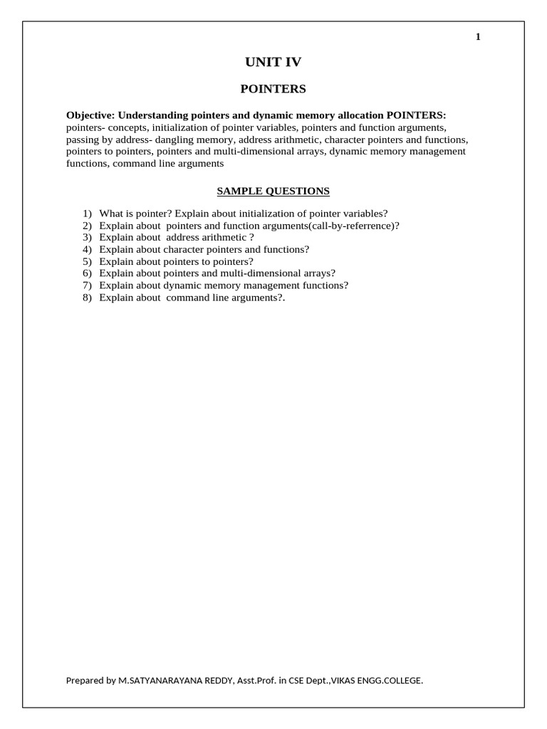 Unit Iv | PDF | Pointer (Computer Programming) | Parameter (Computer ... Unit Iv | PDF | Pointer (Computer Programming) | Parameter (Computer ...