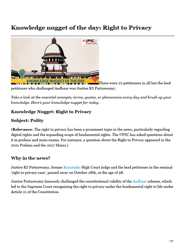 Right To Privacy | PDF | Privacy | Right To Privacy