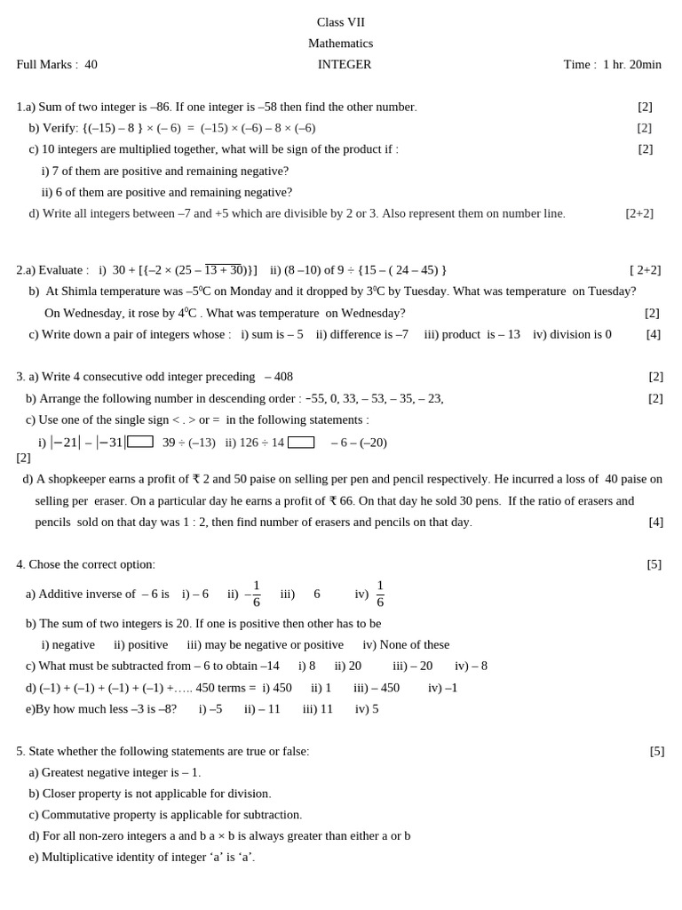 Integers | PDF | Algebra | Mathematical Objects
