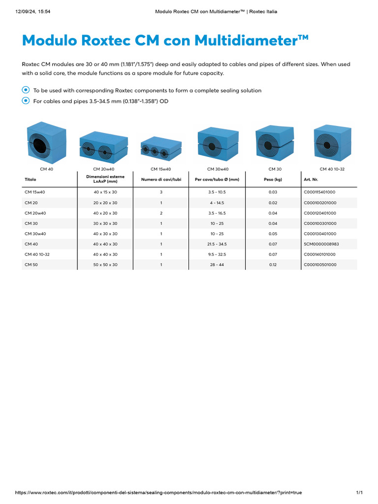 Modulo Roxtec CM Con Multidiameter™ | PDF
