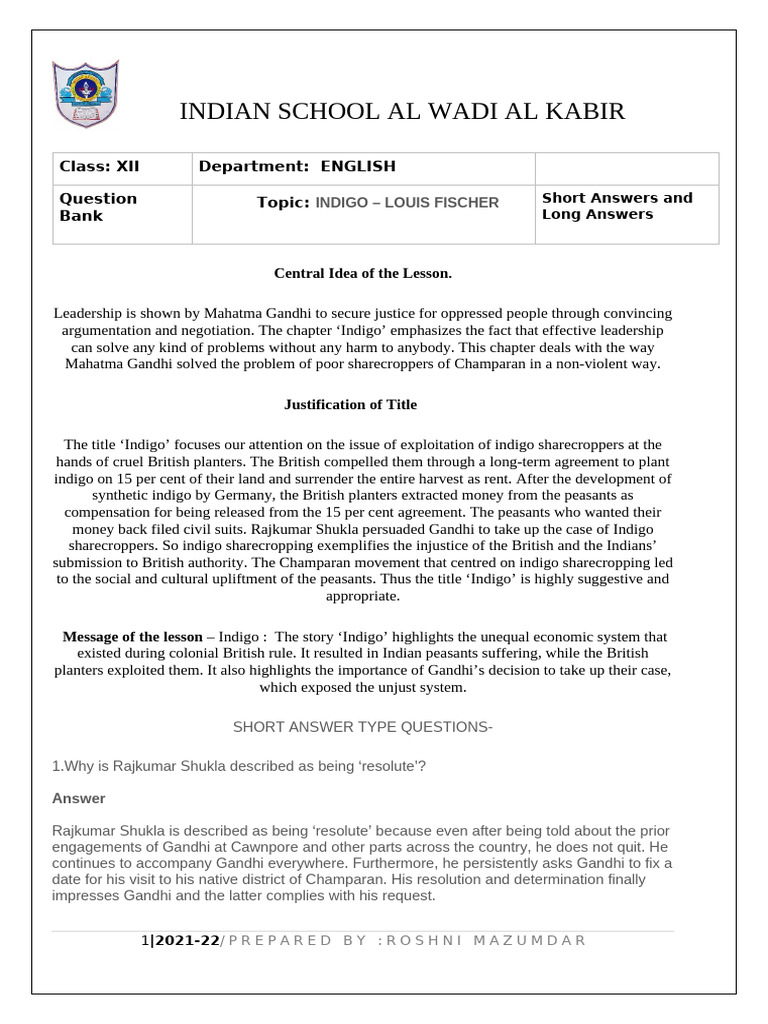 3896424-12 English Indigo QB | PDF | Mahatma Gandhi