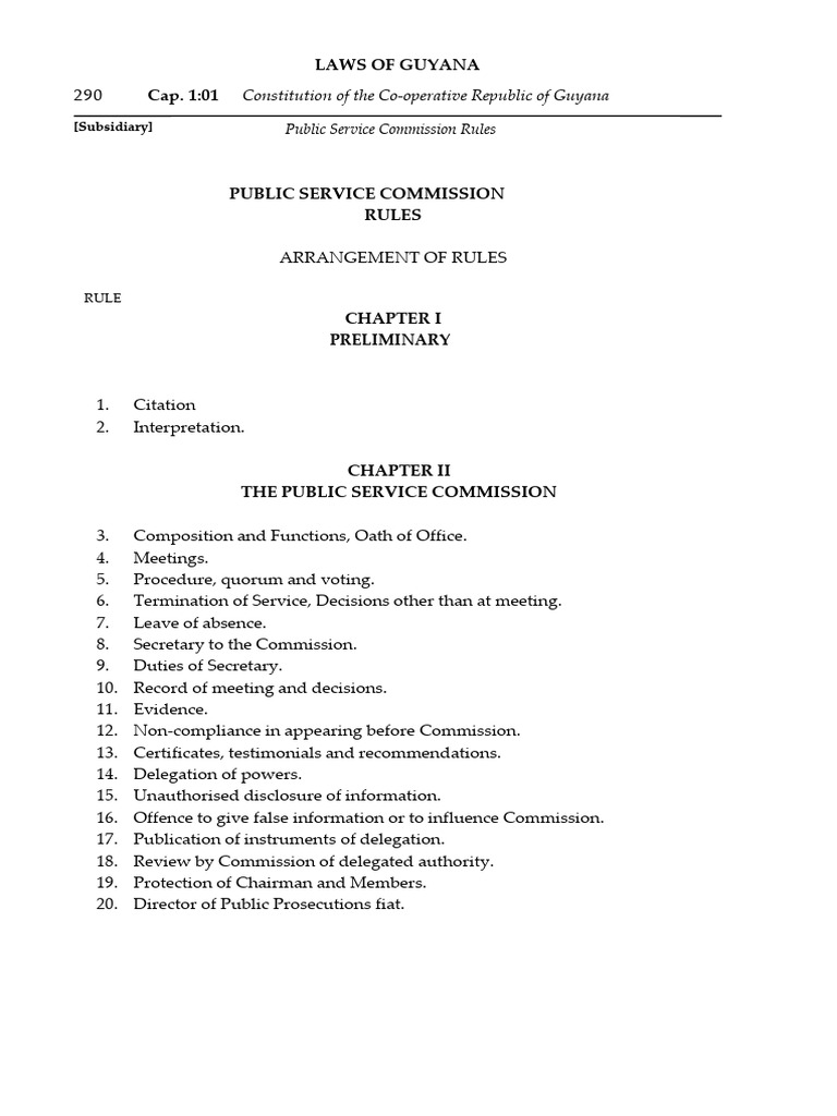Public Service Commission Rules Republic of Guyana | PDF | Oath Of ...