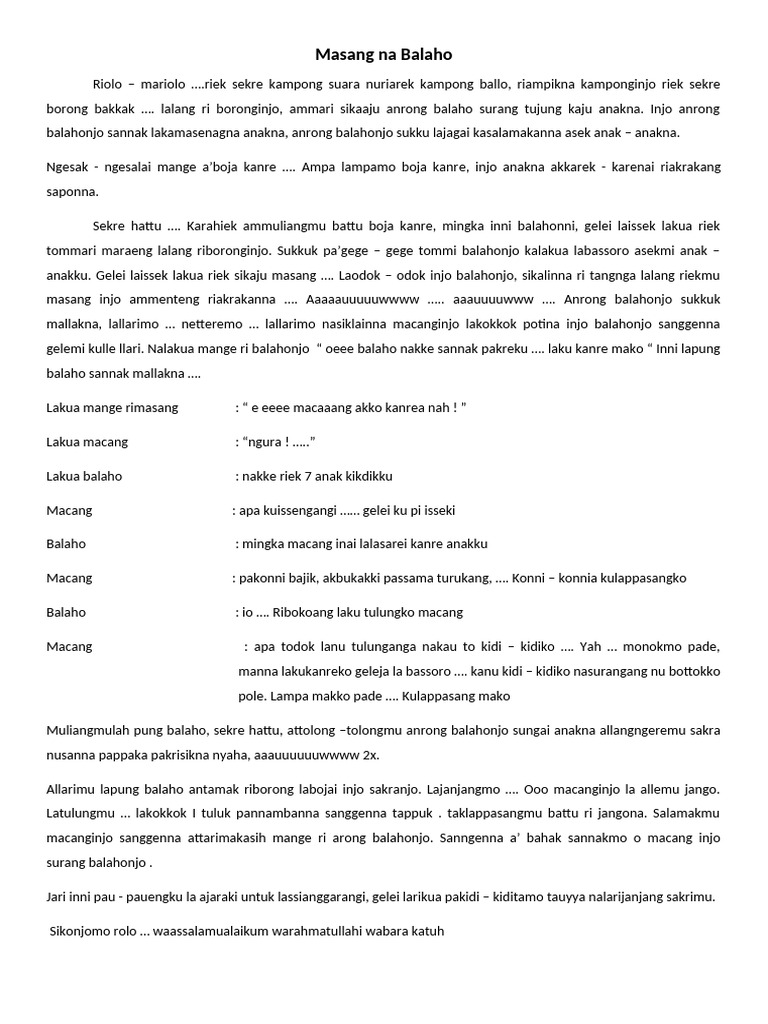 Dongeng Fabel Masang Na Balaho | PDF | Seni